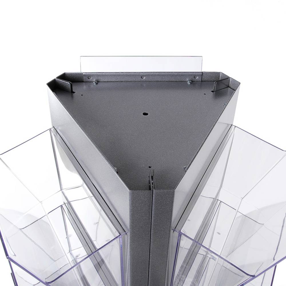 Trys Rotating - Brochure Stand, grey - with 18 A4 Pockets